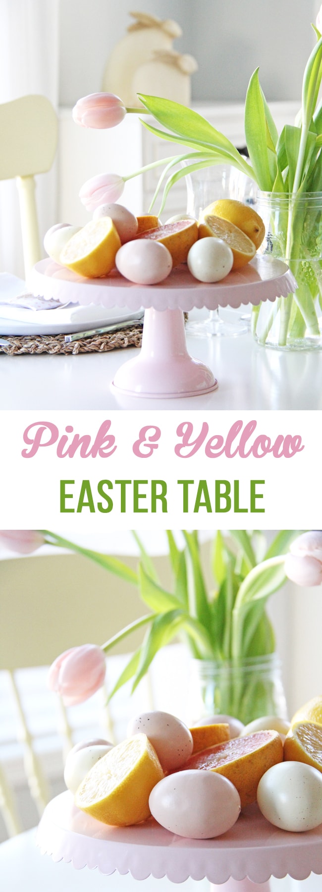 An Easter Table Setting in Pink and Yellow - A Pretty Life In The Suburbs