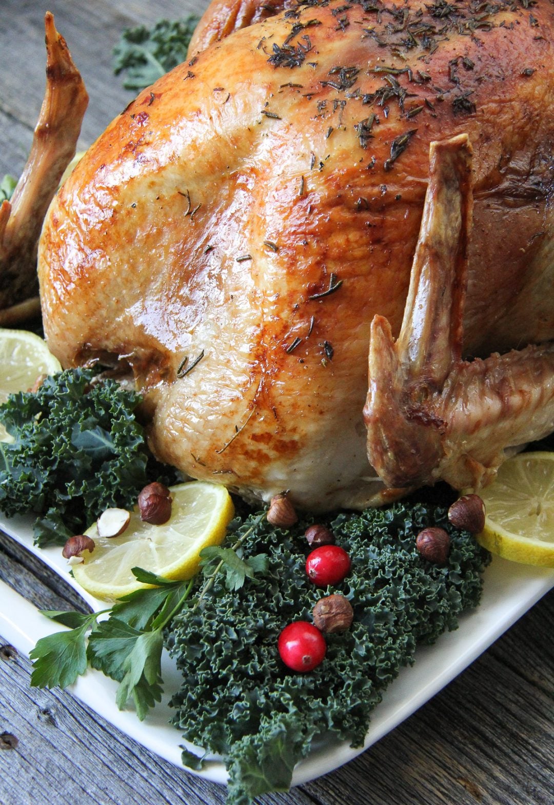 Lemon Rosemary Roasted Turkey with Savoury Hazelnut Stuffing - A Pretty ...