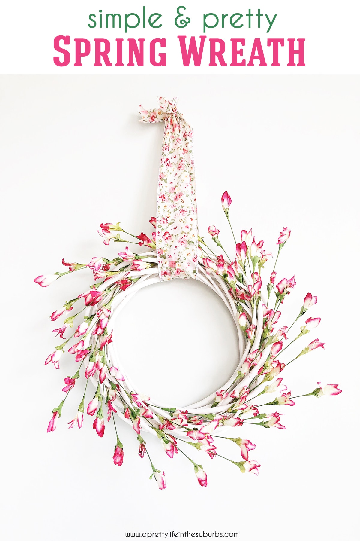 Simple and Pretty Spring Wreath - A Pretty Life In The Suburbs