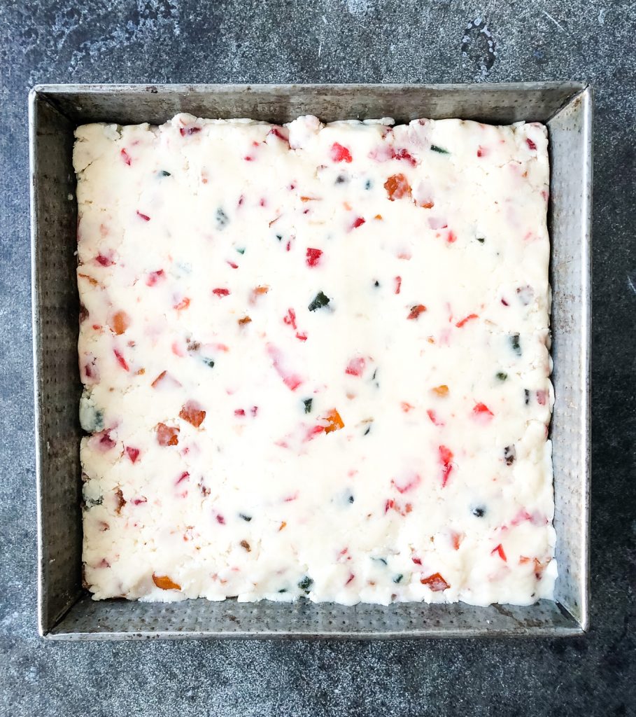 Fruitcake Shortbread Squares with Rum Glaze - A Pretty Life In The Suburbs