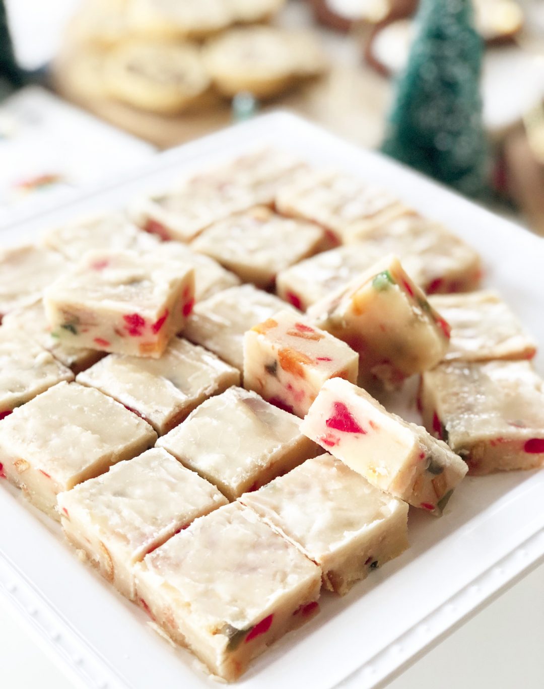 Fruitcake Shortbread Squares with Rum Glaze - A Pretty Life In The Suburbs