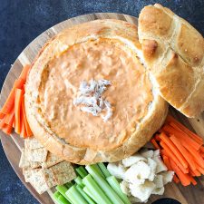 Hot Buffalo Turkey Dip Baked in a Bread Bowl - A Pretty Life In The Suburbs