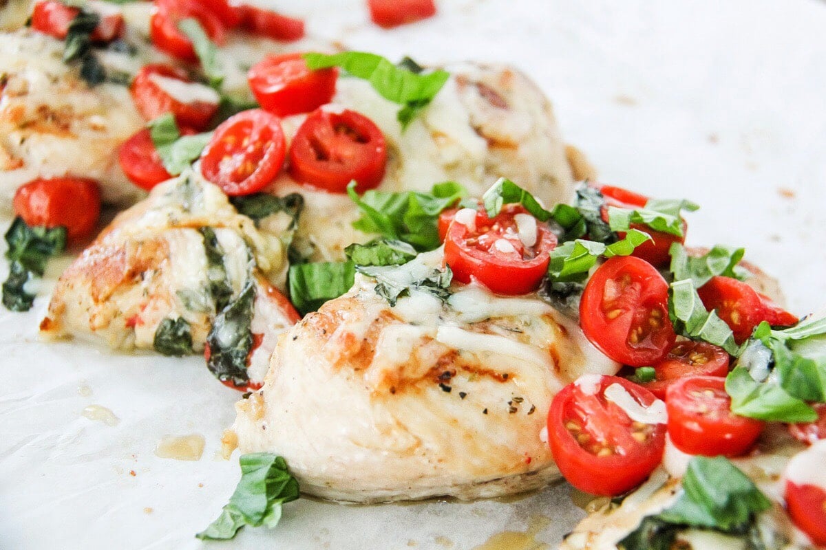 Sheet Pan Bruschetta Chicken - A Pretty Life In The Suburbs