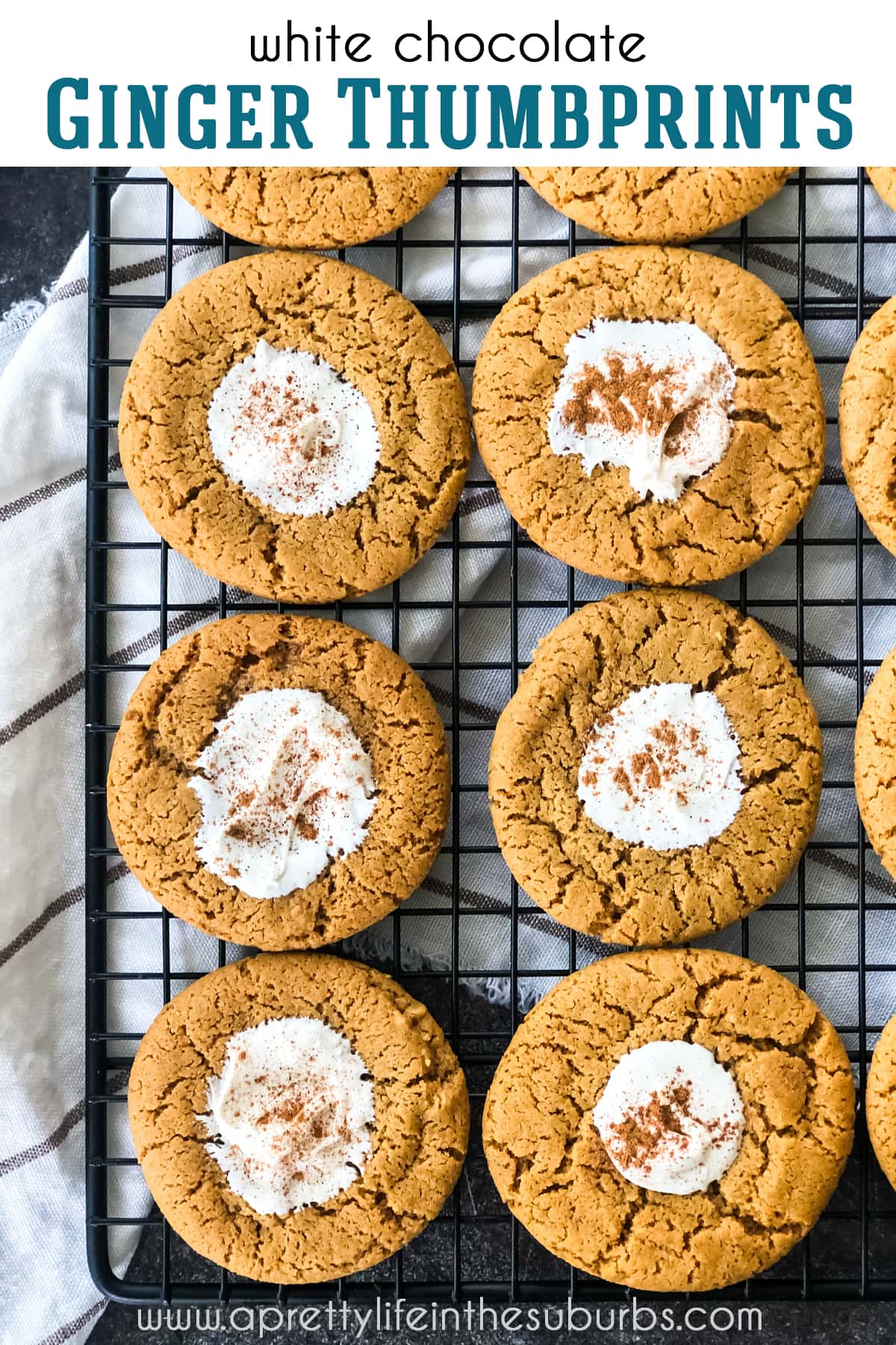 White Chocolate Ginger Thumbprint Cookies - A Pretty Life In The Suburbs