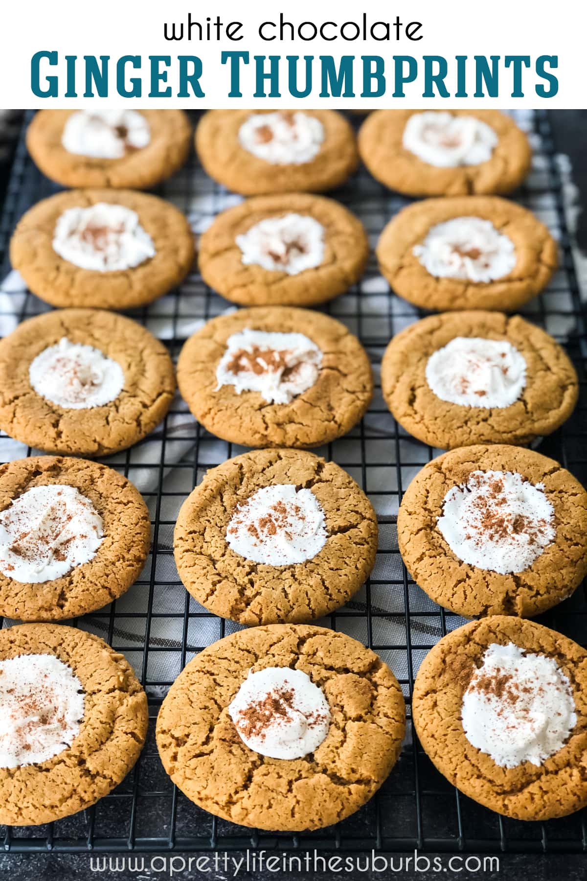 White Chocolate Ginger Thumbprint Cookies - A Pretty Life In The Suburbs