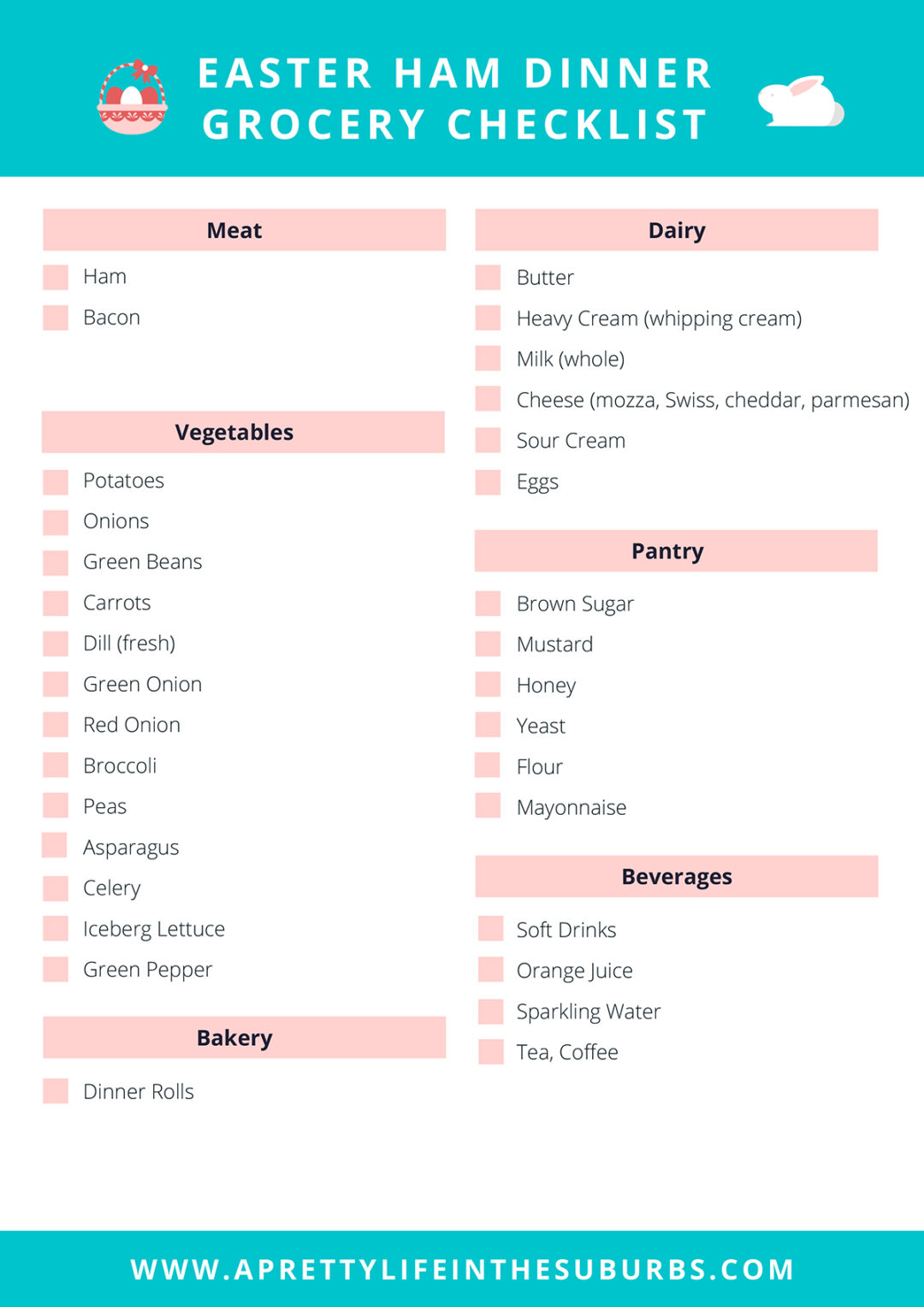 Easter Ham Dinner Grocery List - A Pretty Life In The Suburbs