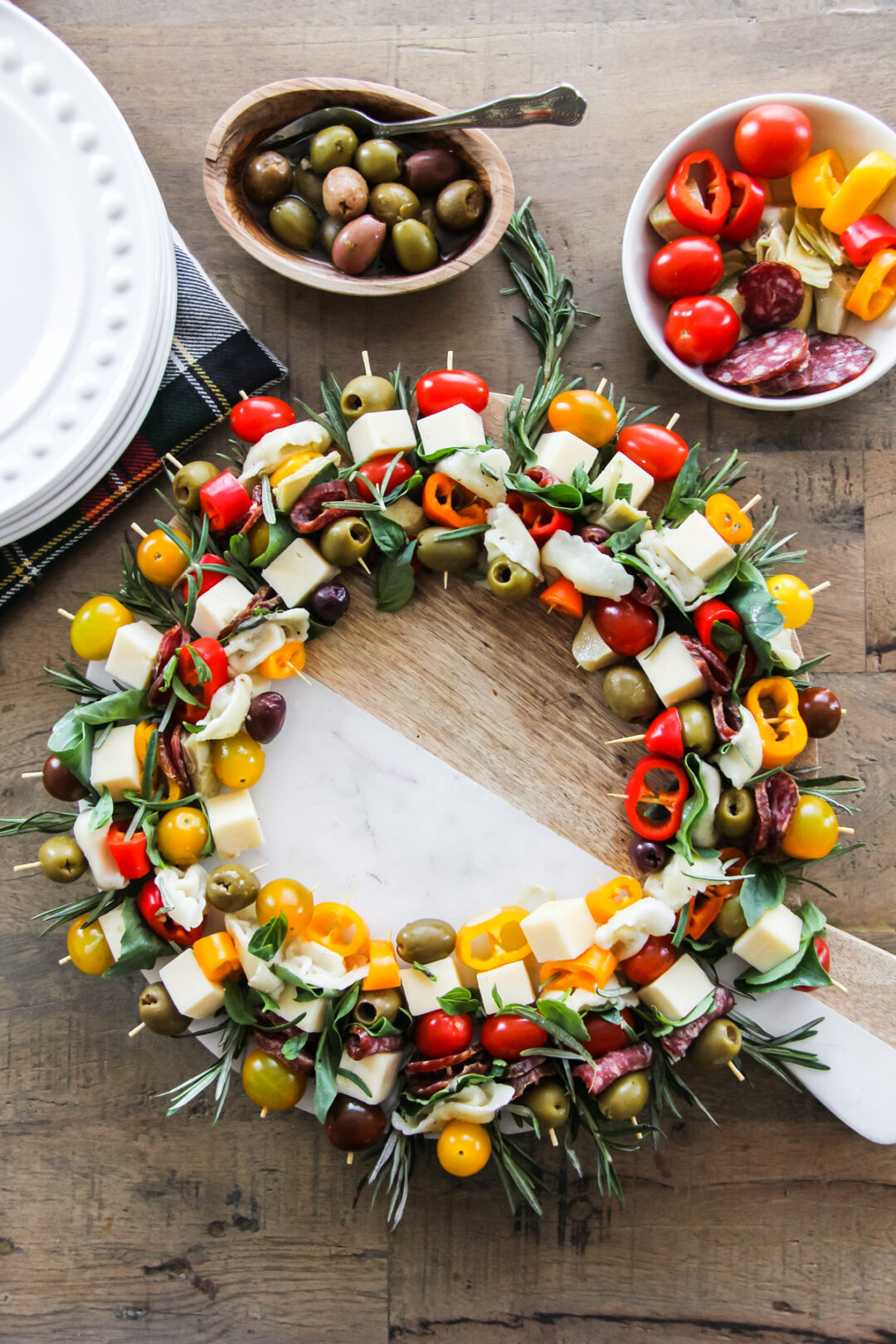 Christmas Antipasto Wreath Appetizer - A Pretty Life In The Suburbs