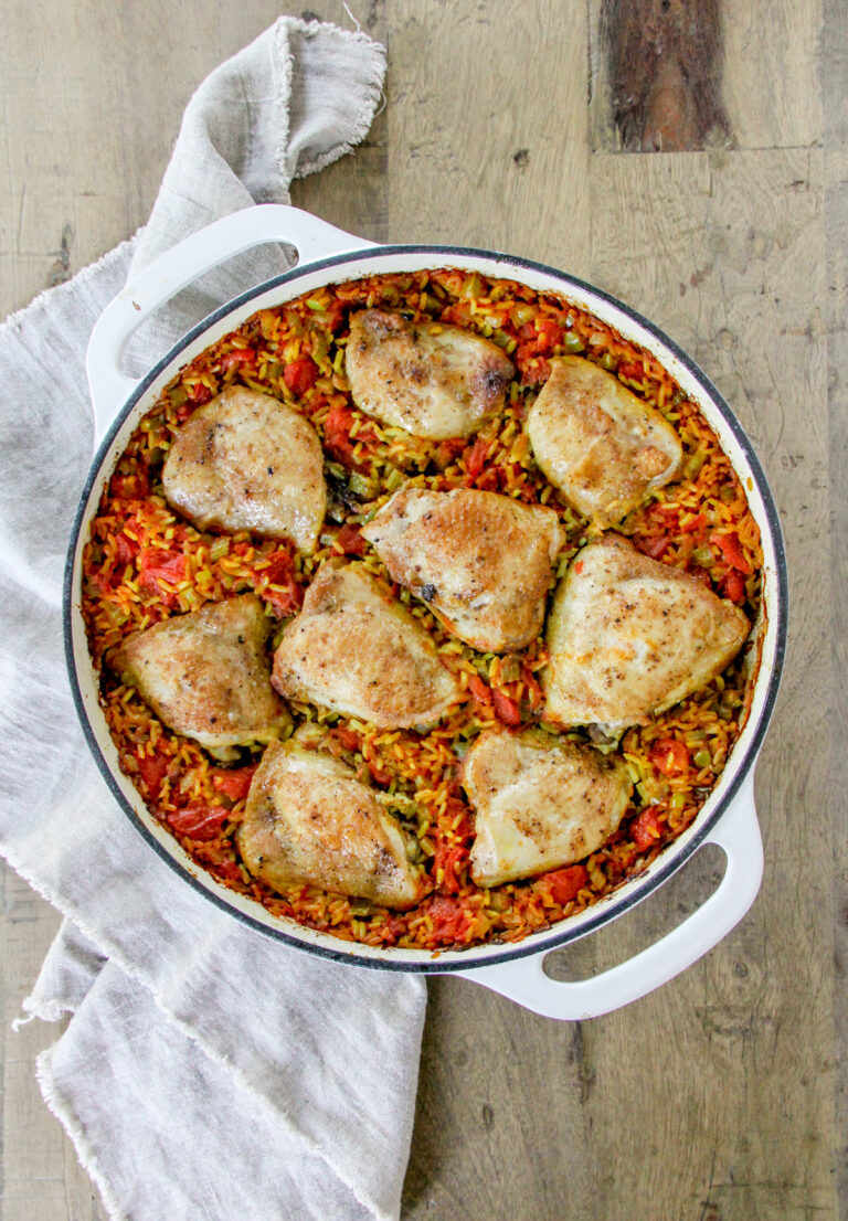 One-Pot Turmeric Chicken and Rice Casserole - A Pretty Life In The Suburbs
