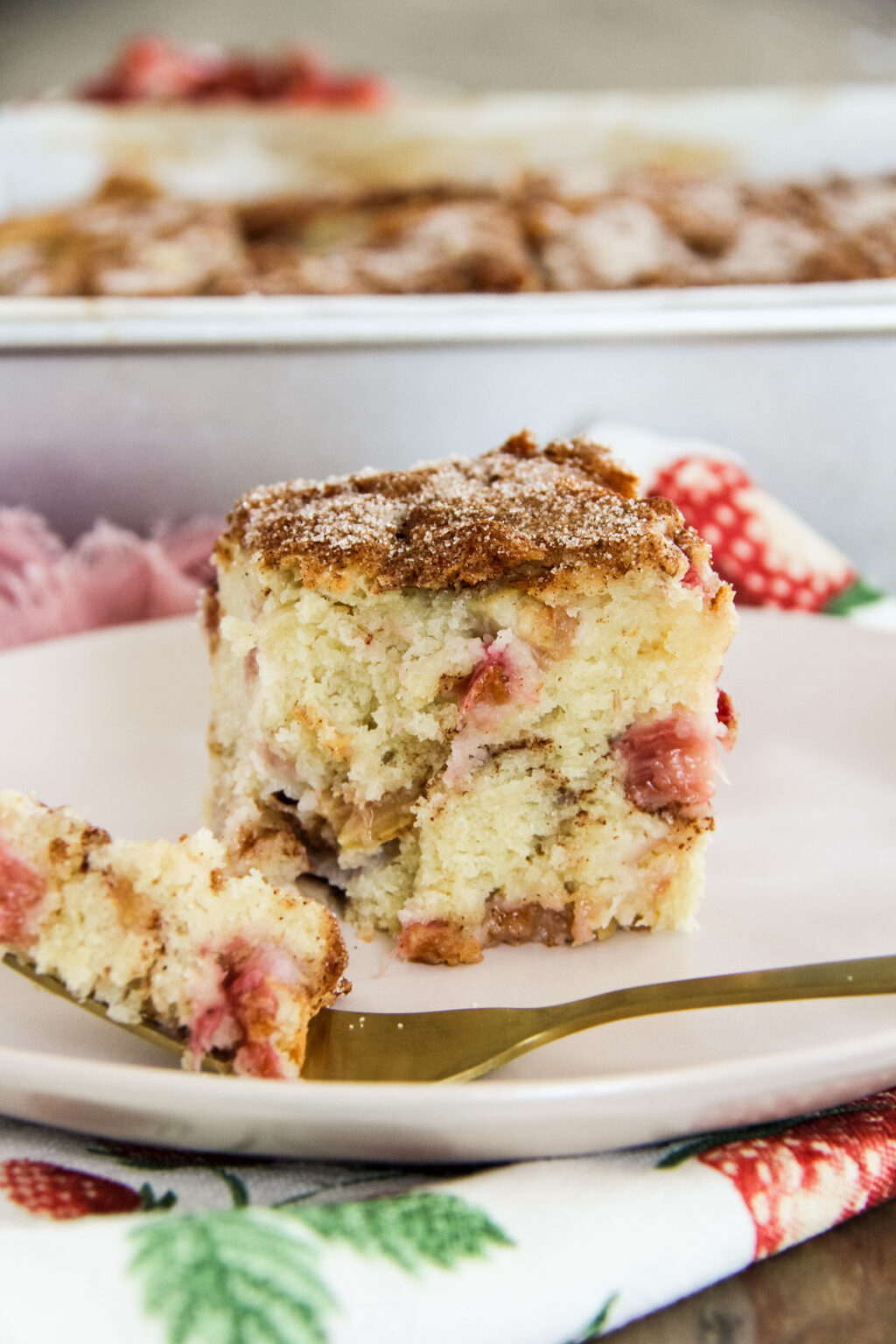 Strawberry Rhubarb Cinnamon Swirl Cake - A Pretty Life In The Suburbs