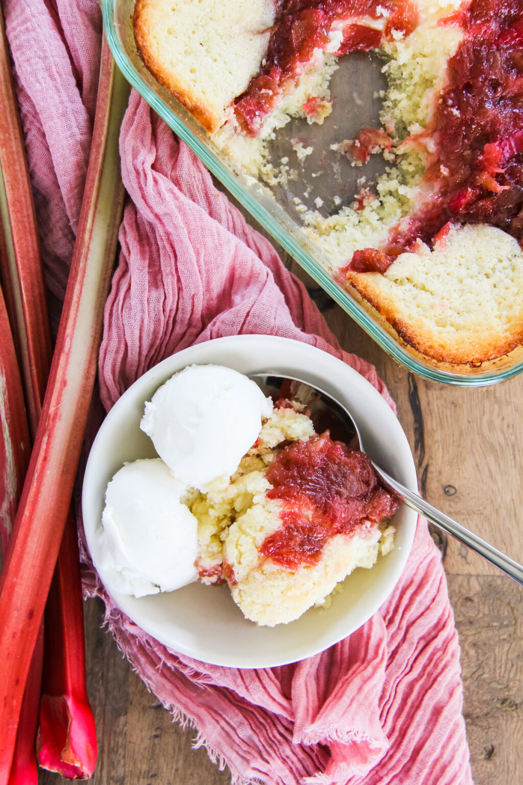 Rhubarb Pudding Cake - A Pretty Life In The Suburbs
