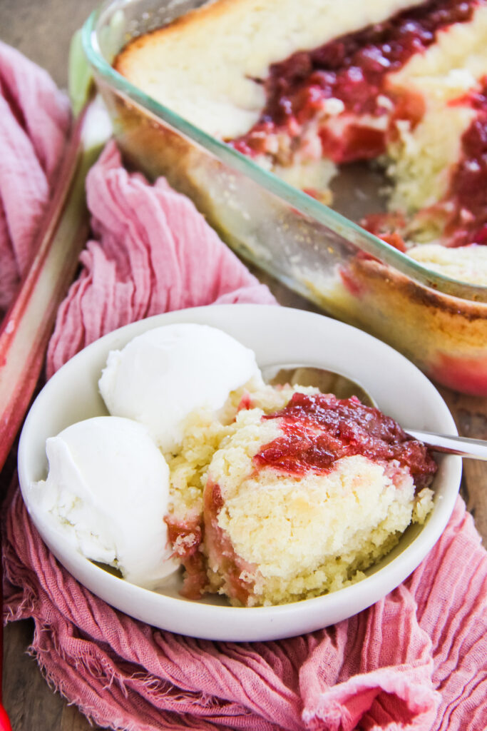 Rhubarb Pudding Cake - A Pretty Life In The Suburbs