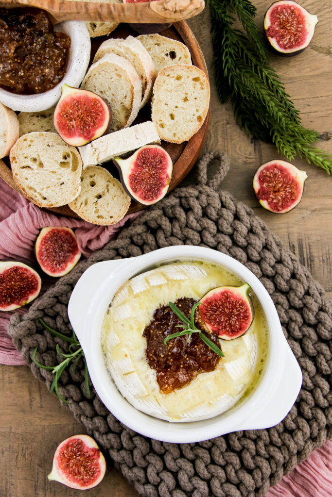 Baked Brie with Fig Jam, Garlic and Rosemary - A Pretty Life In The Suburbs