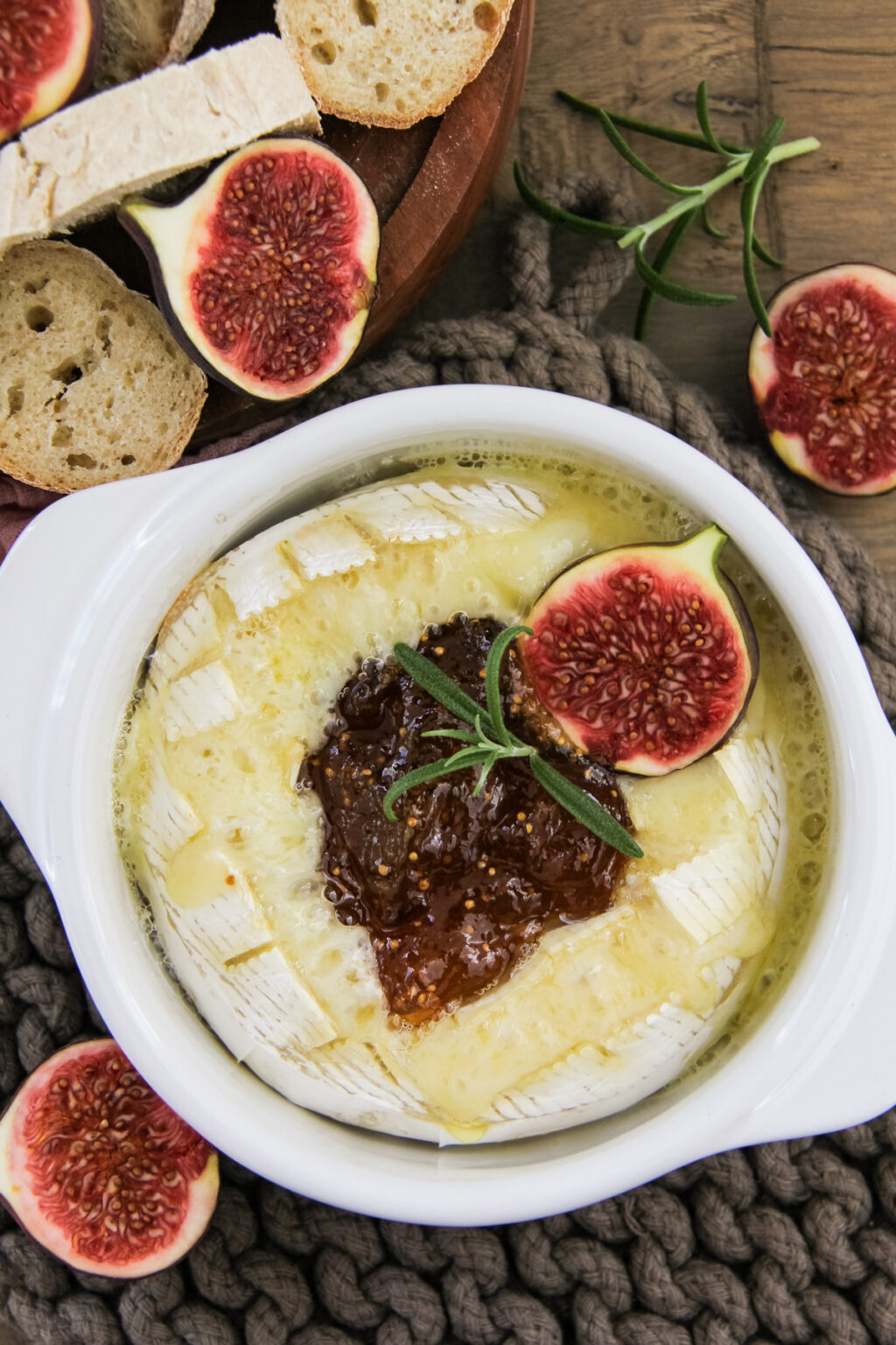 Baked Brie with Fig Jam, Garlic and Rosemary - A Pretty Life In The Suburbs