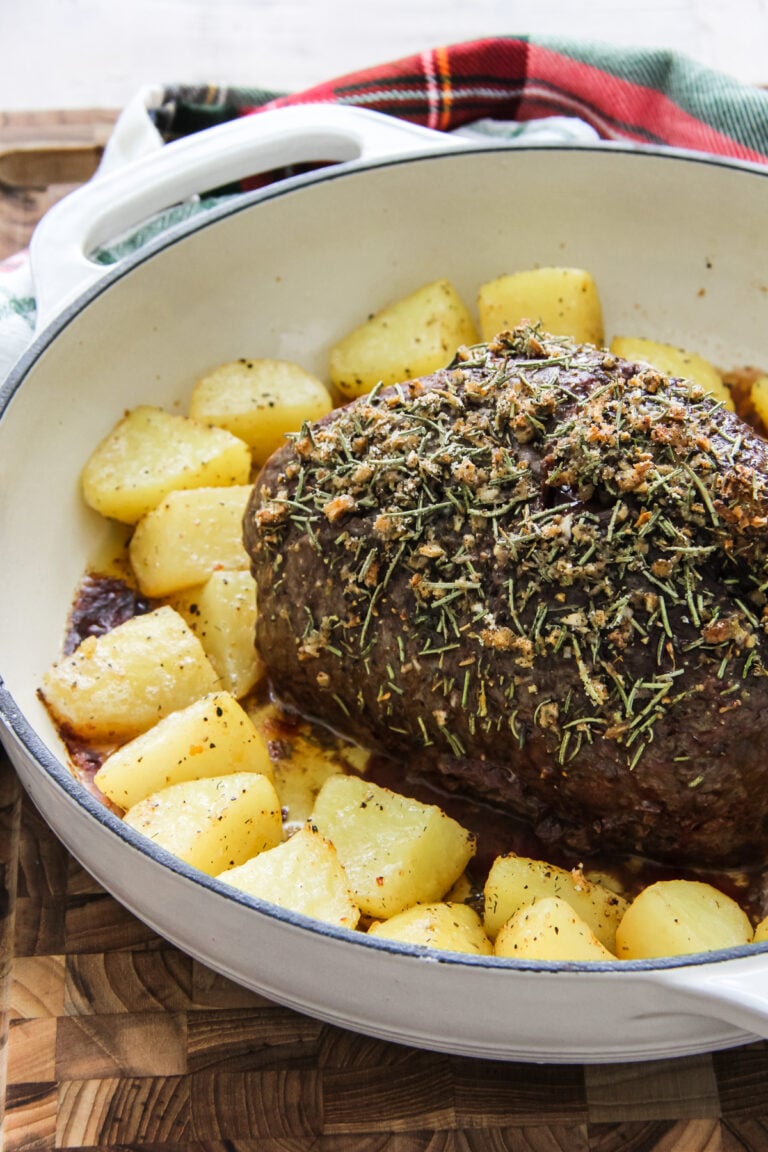 Easy Sirloin Tip Roast with Crispy Butter Roasted Potatoes - A Pretty ...